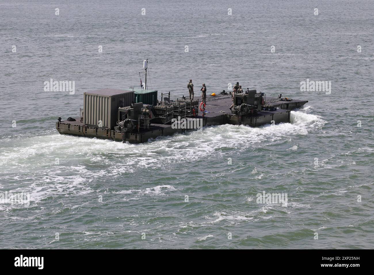 A Mexeflote landing raft operated by the British Army Royal Logistics ...