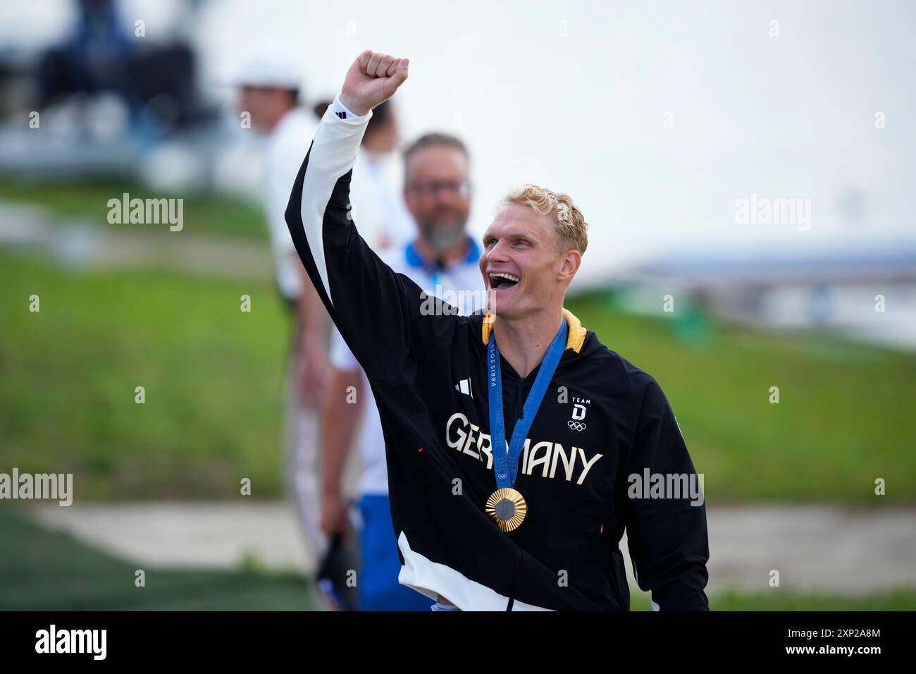 Oliver Zeidler, of Germany, gold medalist in the men's single sculls ...