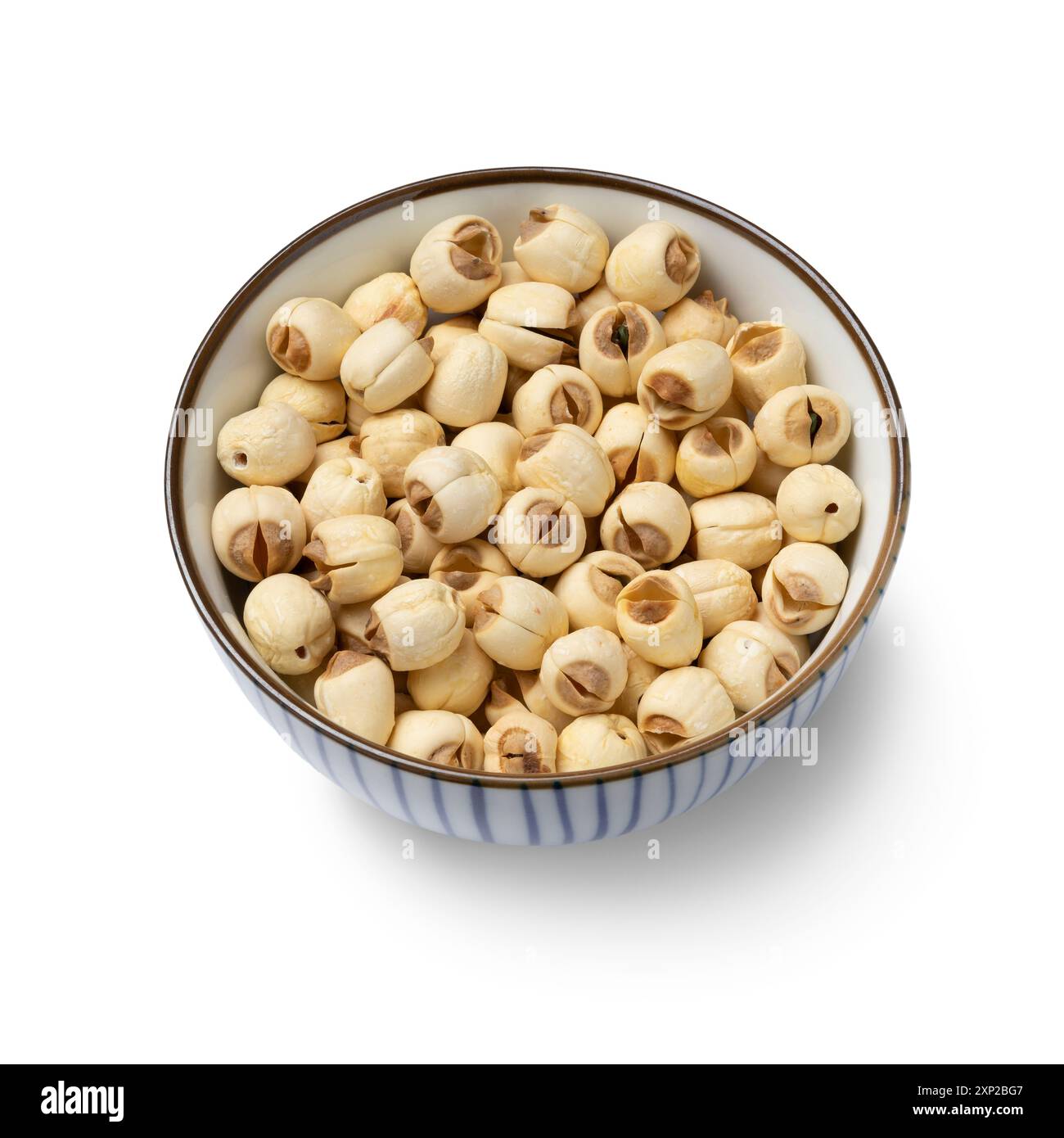 Bowl with dried Lotus seed isolated on white background close up Stock ...