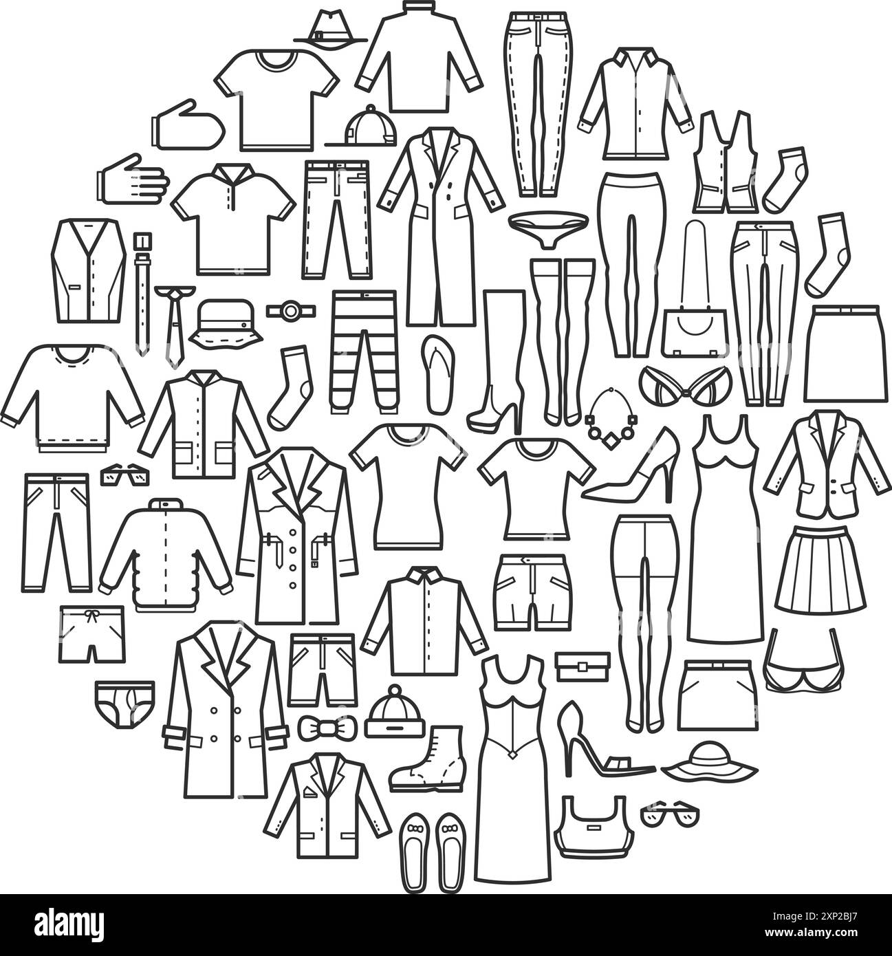 Wardrobe icons in round shape. Clothes line symbol Stock Vector Image ...