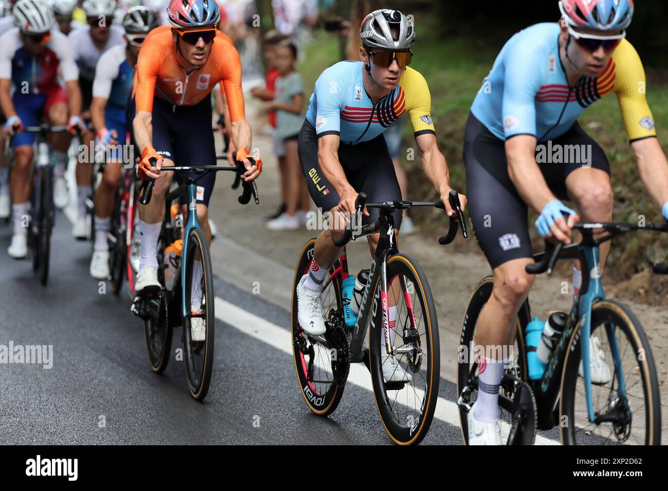 Remco Evenepoel, of Belgium, pedals during the men's road cycling event ...