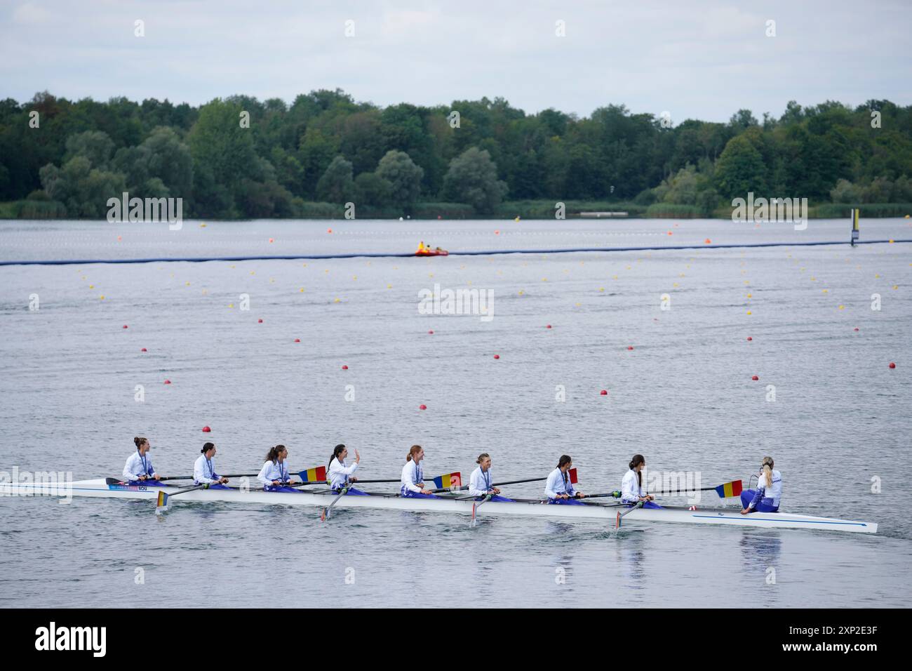 Team Romania celebrates gold in the women's eight rowing final at the ...