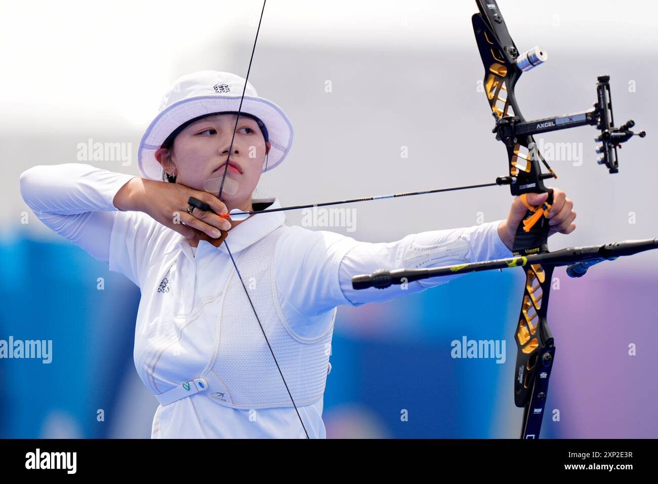 South Korea's Lim Si-hyeon shoots in the women's archery individual ...