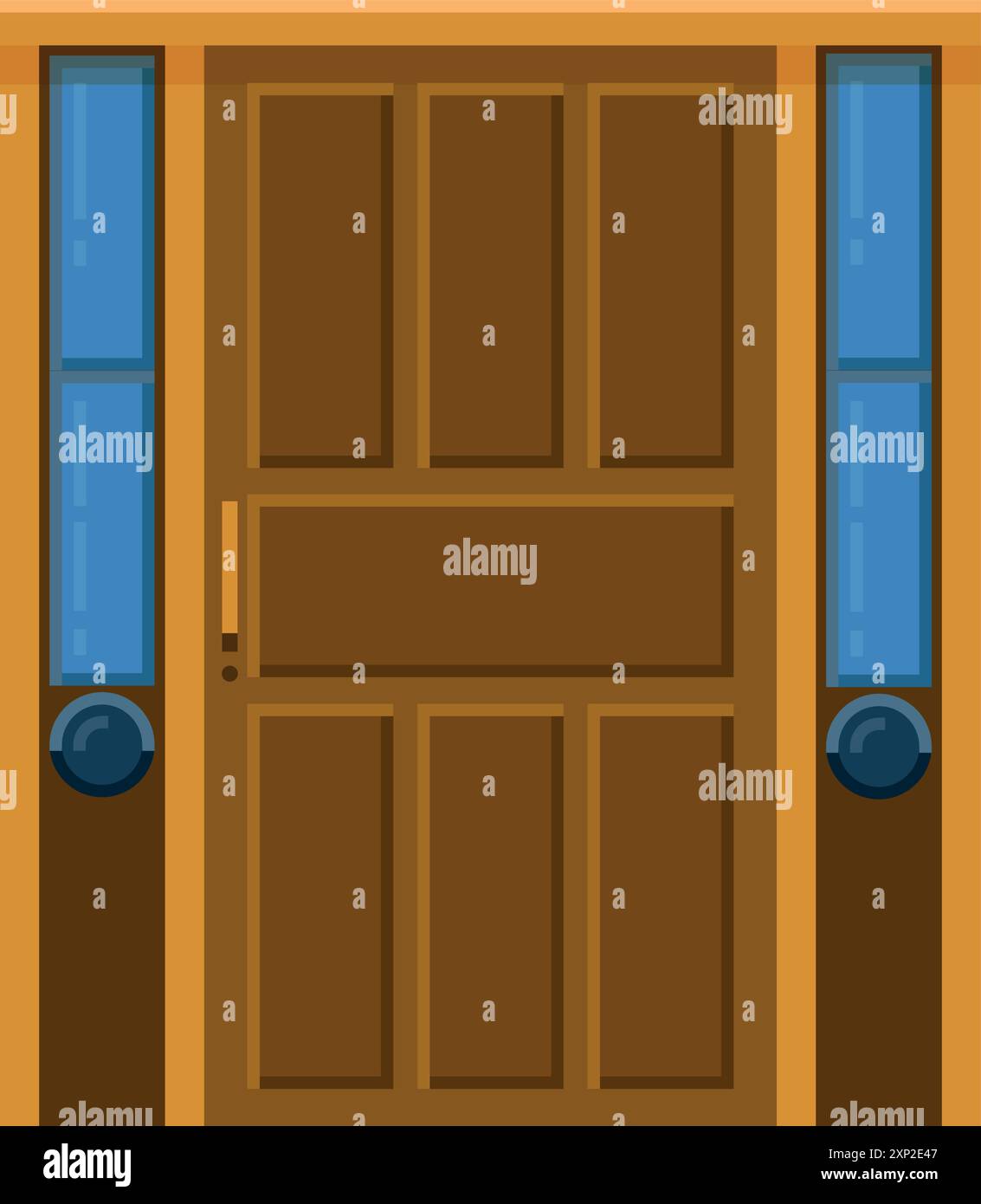 Wooden front door. Cartoon house entry icon Stock Vector Image & Art ...