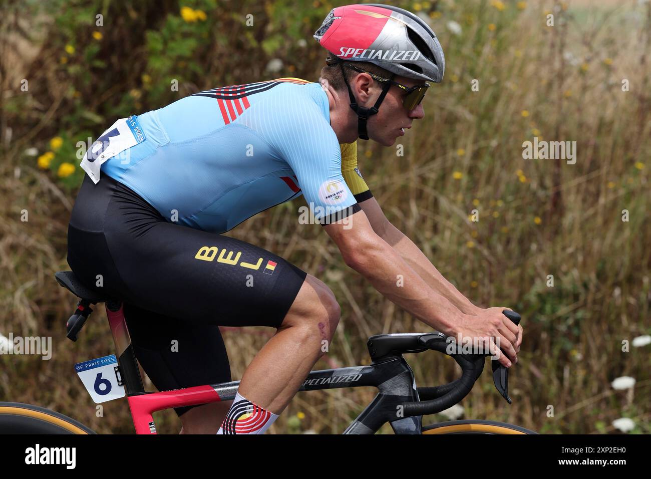 Remco Evenepoel, of Belgium, pedals during the men's road cycling event ...