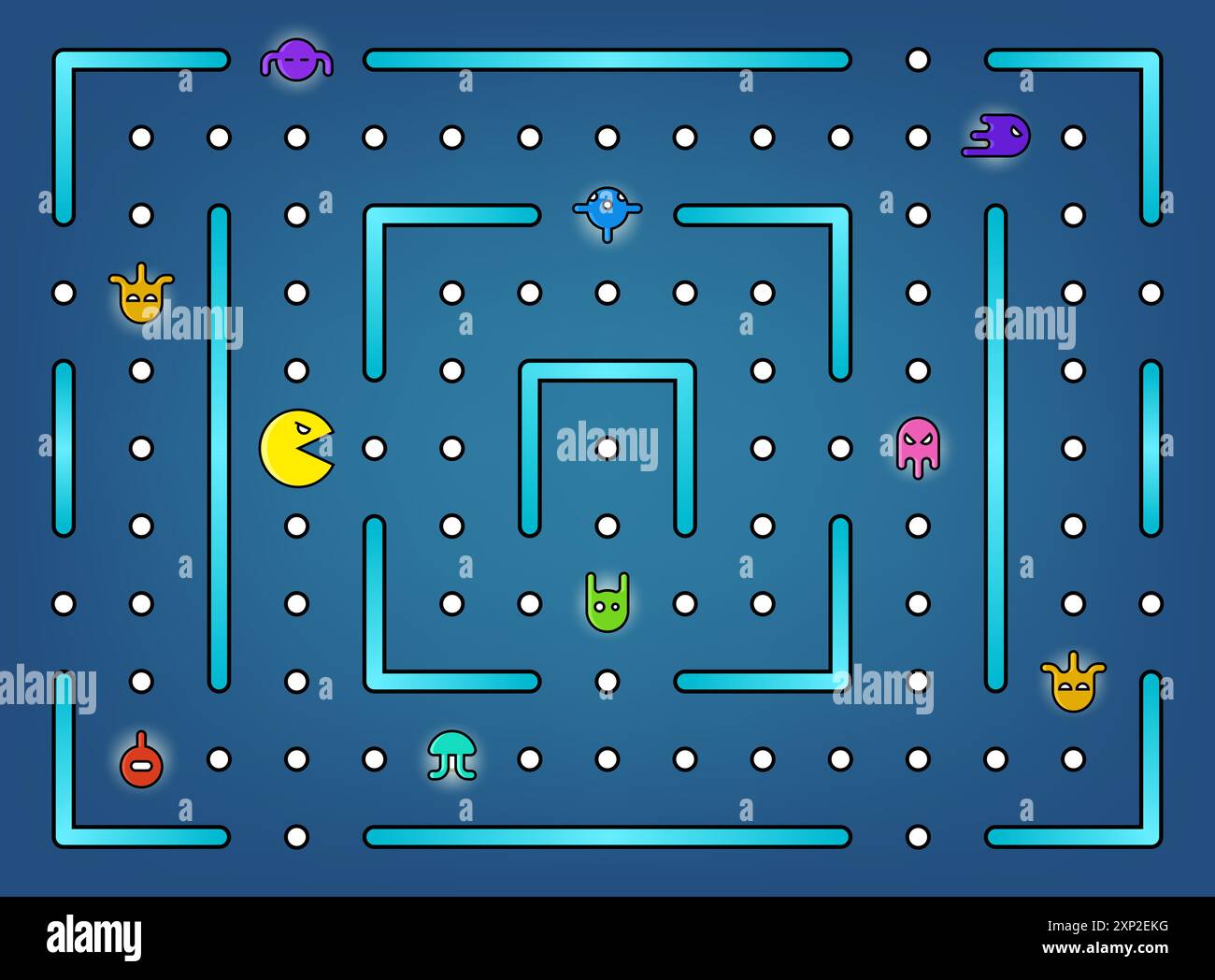 Retro arcade game background. Vintage computer maze Stock Vector Image ...