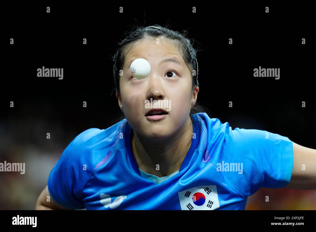 South Korea's Shin Yubin plays against Japan's Hina Hayata during a ...