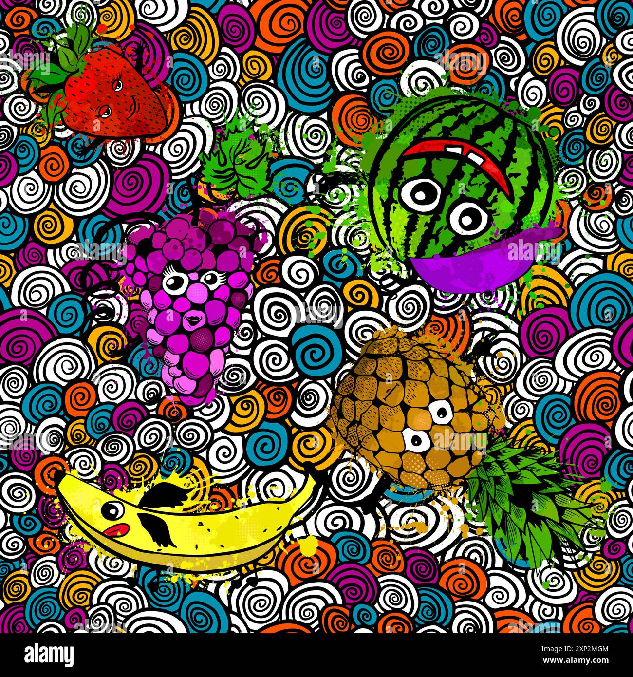 Seamless background fruits. hand drawn. Not AI, Vector illustration ...