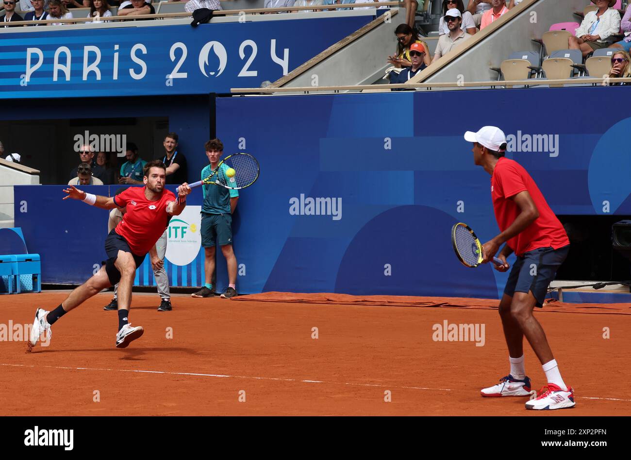 Paris, France. 03rd Aug, 2024. USA's Austin Krajicek and Rajeev Ram in ...