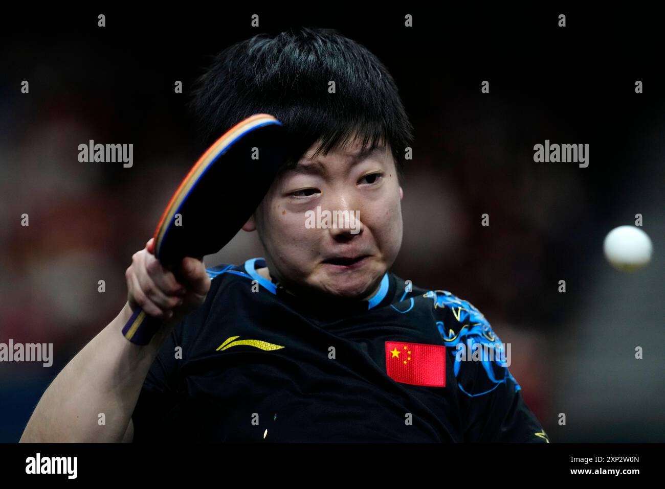 China's Sun Yingsha plays against China's Chen Meng during the women's ...
