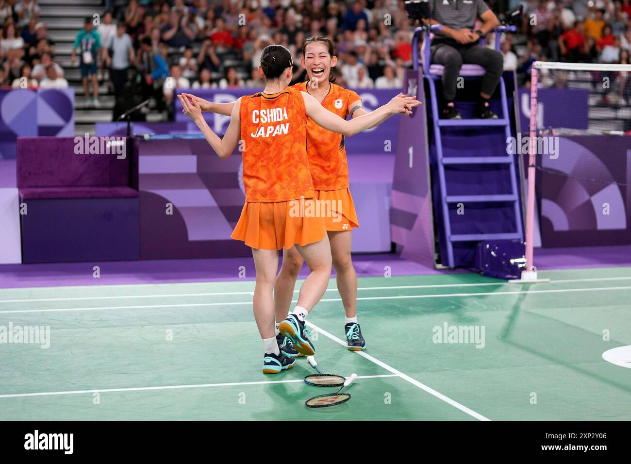 Japan's Nami Matsuyama and Chiharu Shida celebrate after defeating Malaysia's Pearly Tan and ...