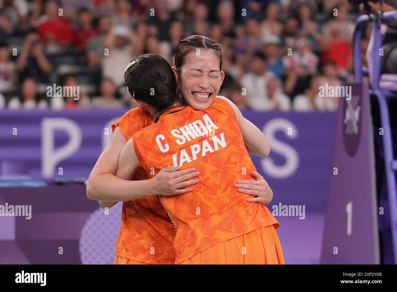 Japan's Nami Matsuyama and Chiharu Shida celebrate after defeating Malaysia's Pearly Tan and ...
