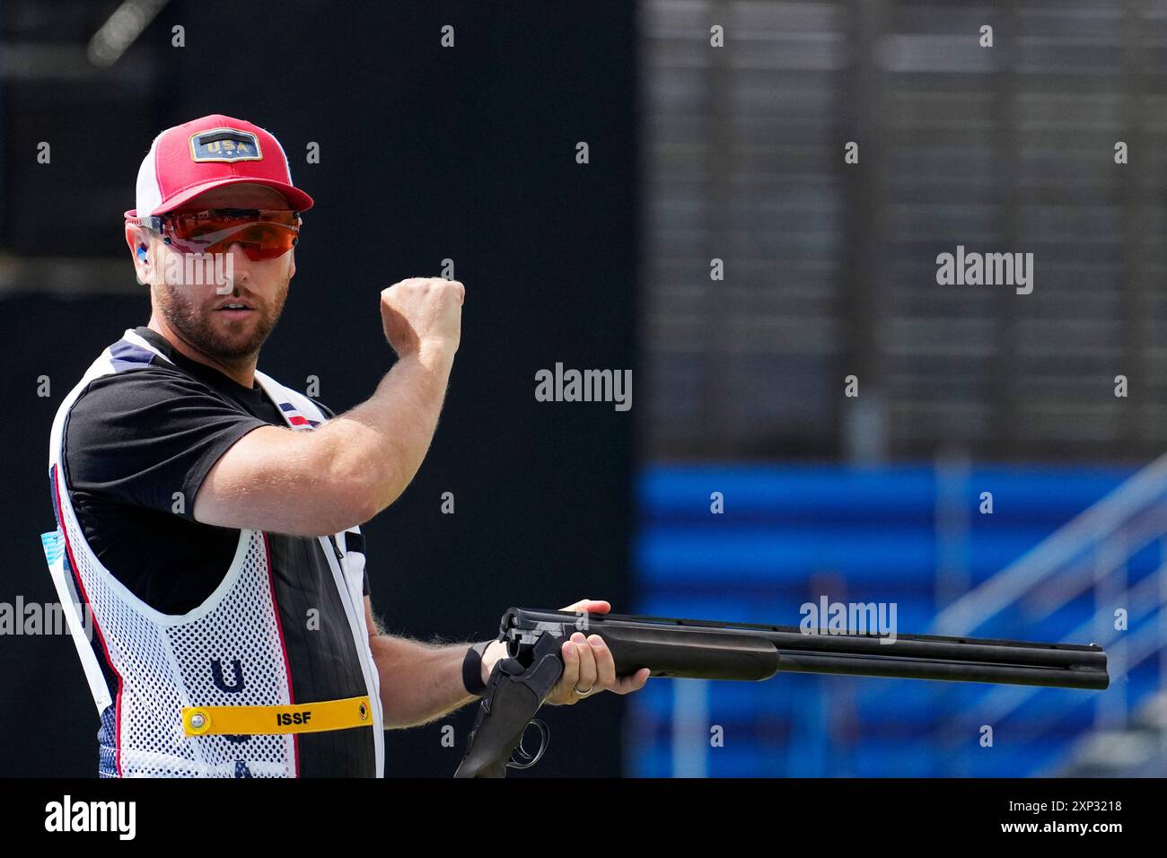 Vincent Hancock of the United States competes in the Skeet men's final ...