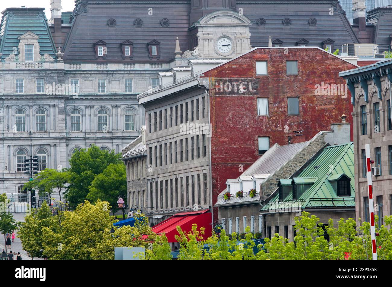 Historic buildings lining Jacques Cartier place in the montreal port ...