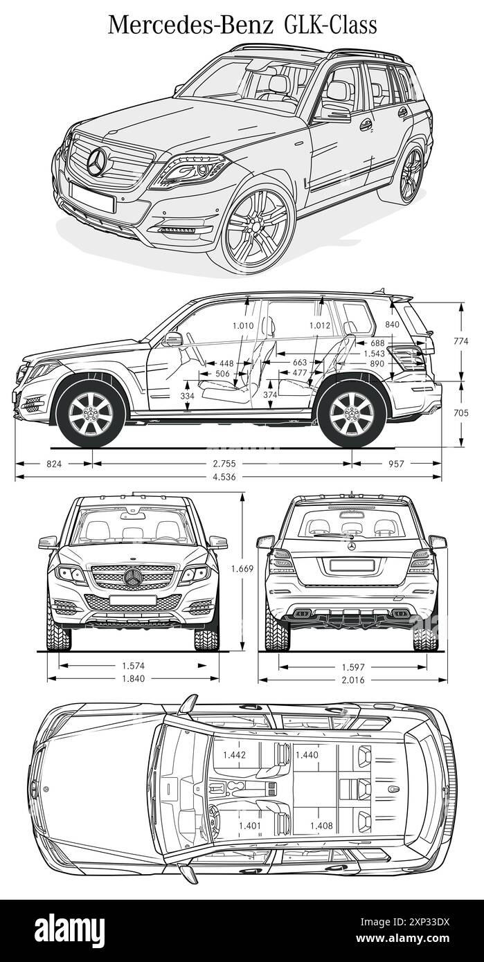 Mercedes Benz GLK Class 2014 car blueprint Stock Vector Image & Art - Alamy