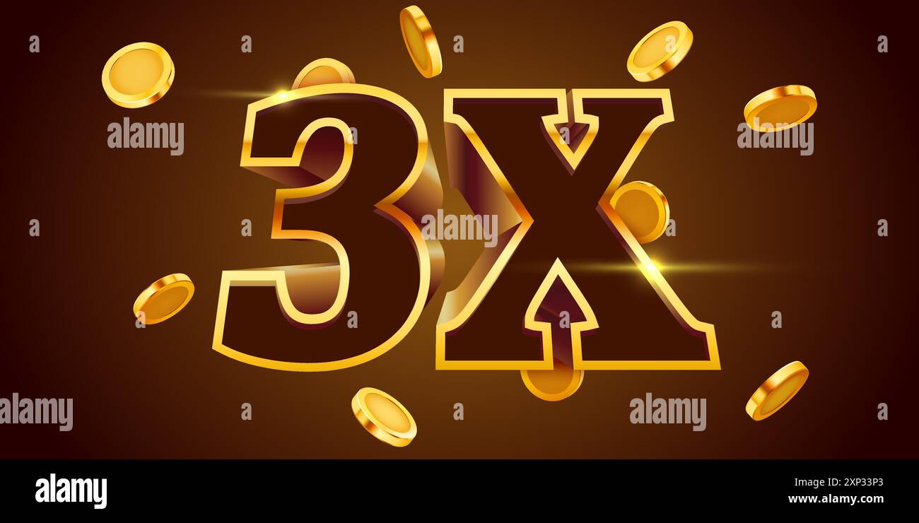 3x winner banner, promotion flyer, prize label. Vector illustration ...