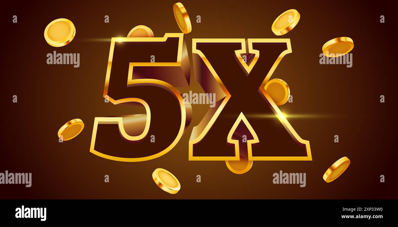 5x winner banner, promotion flyer, prize label. Vector illustration ...
