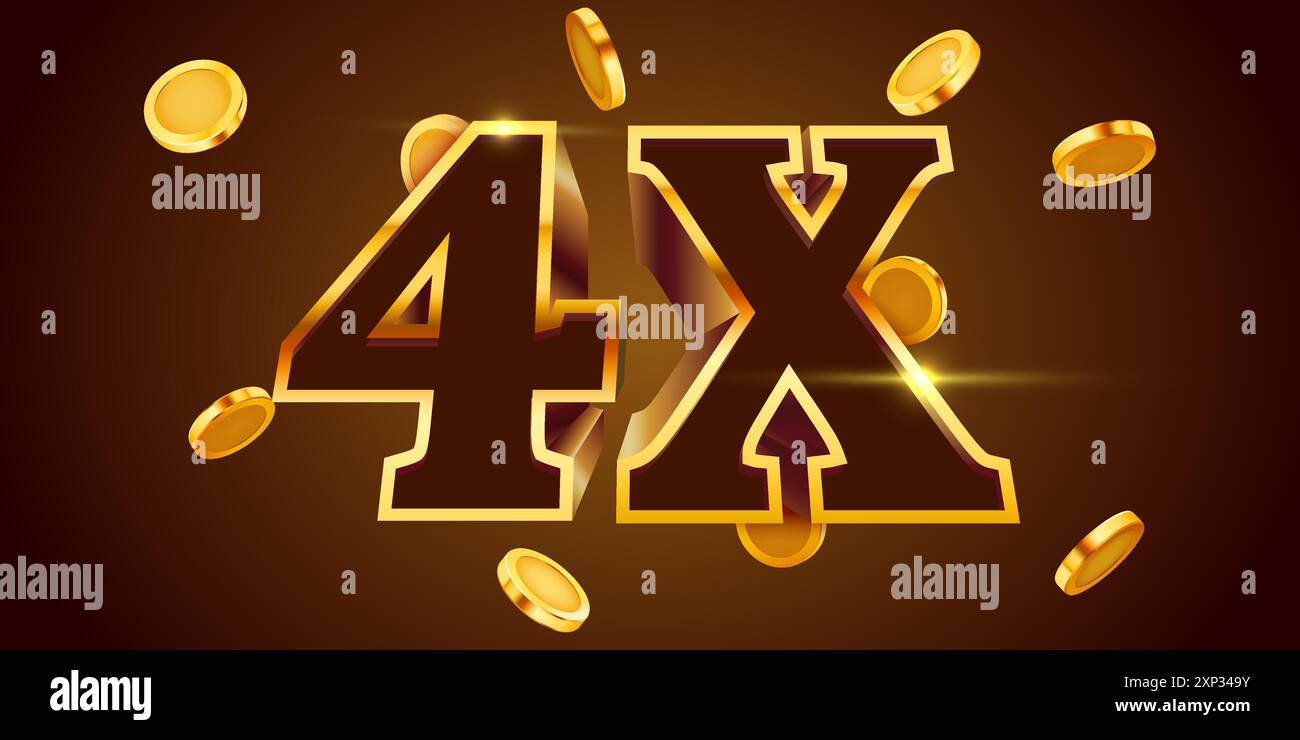 4x winner banner, promotion flyer, prize label. Vector illustration ...