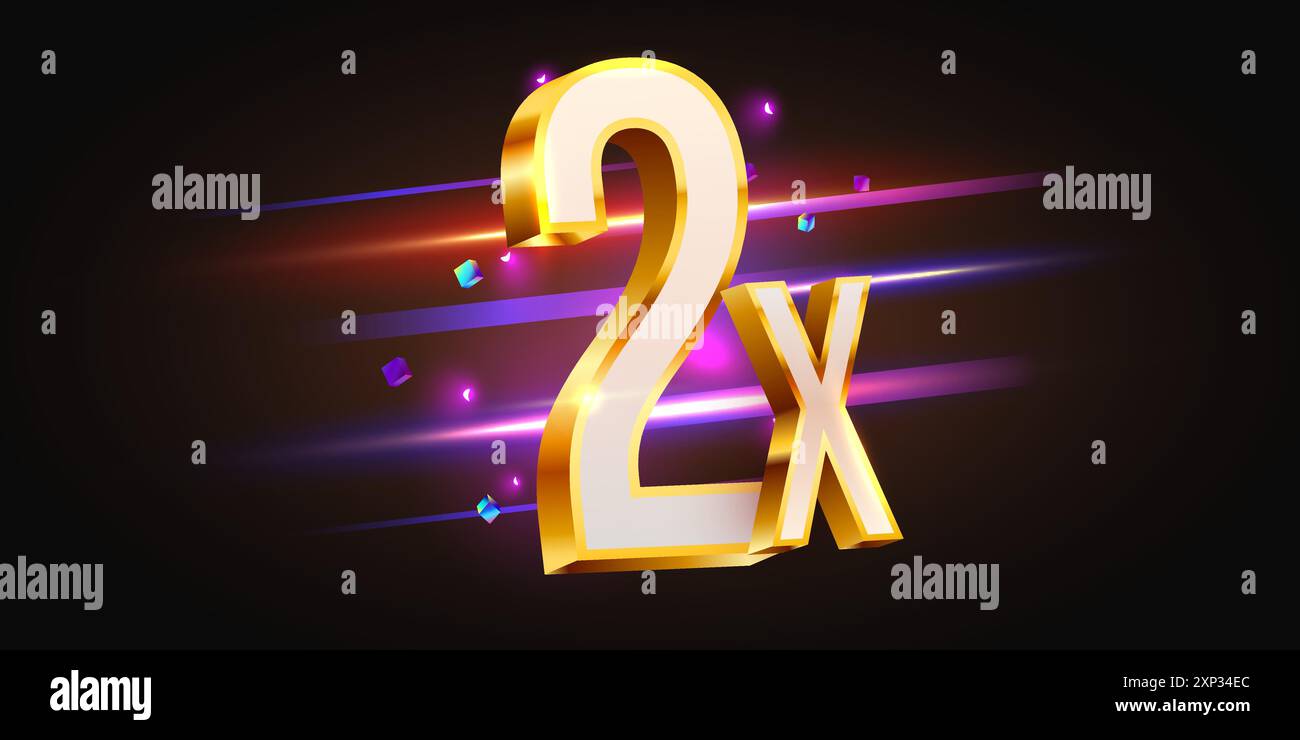 2x winner banner, promotion flyer, prize label. Vector illustration ...