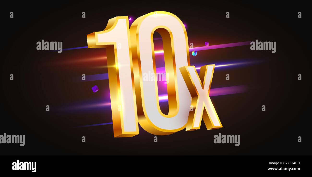 10x winner banner, promotion flyer, prize label. Vector illustration ...