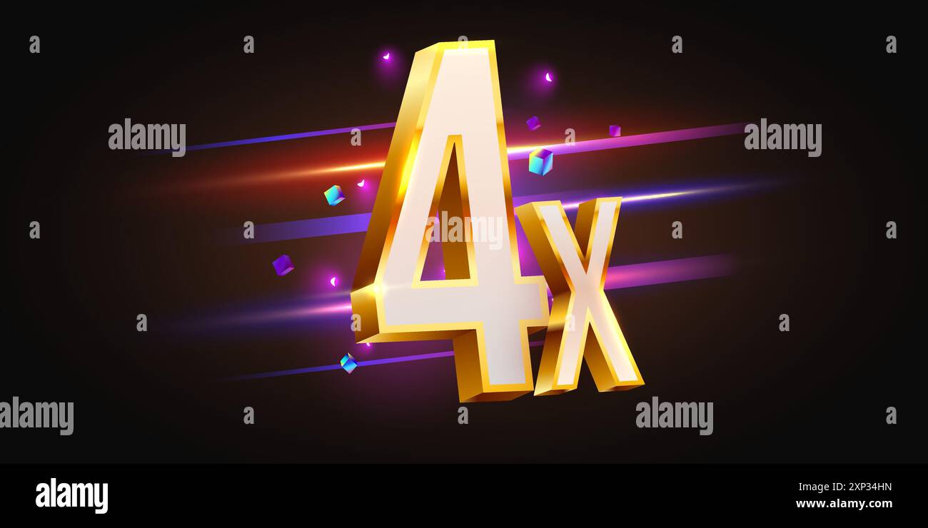 4x winner banner, promotion flyer, prize label. Vector illustration ...
