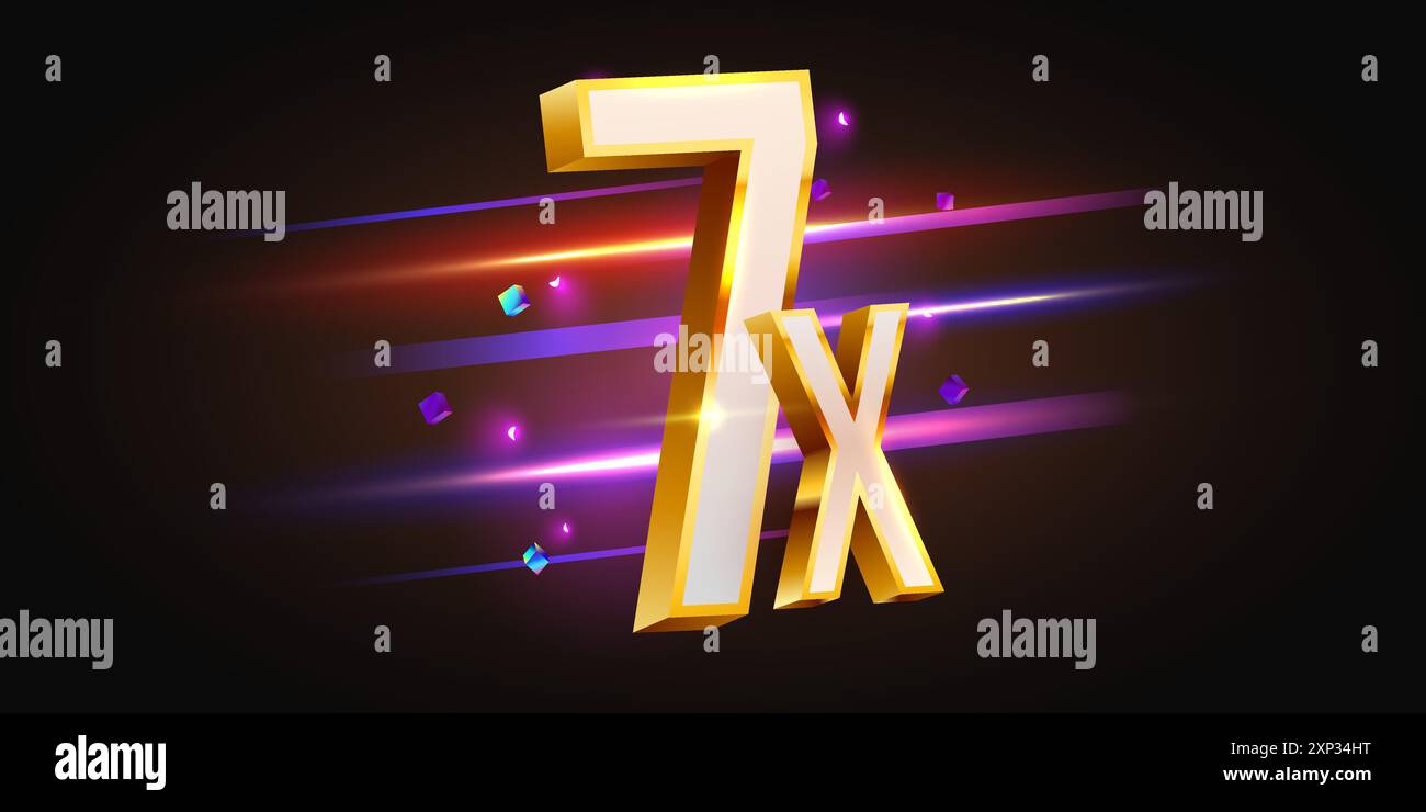 7x winner banner, promotion flyer, prize label. Vector illustration ...