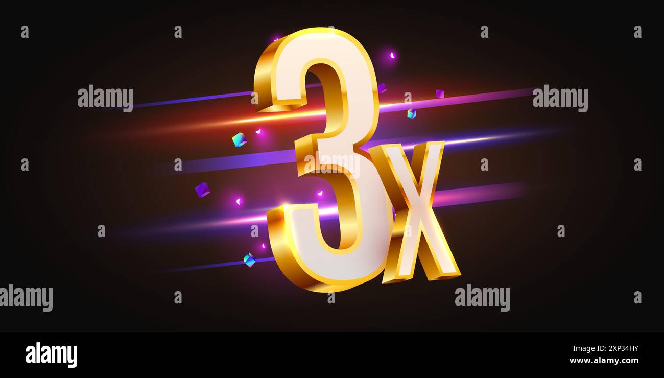 3x winner banner, promotion flyer, prize label. Vector illustration ...