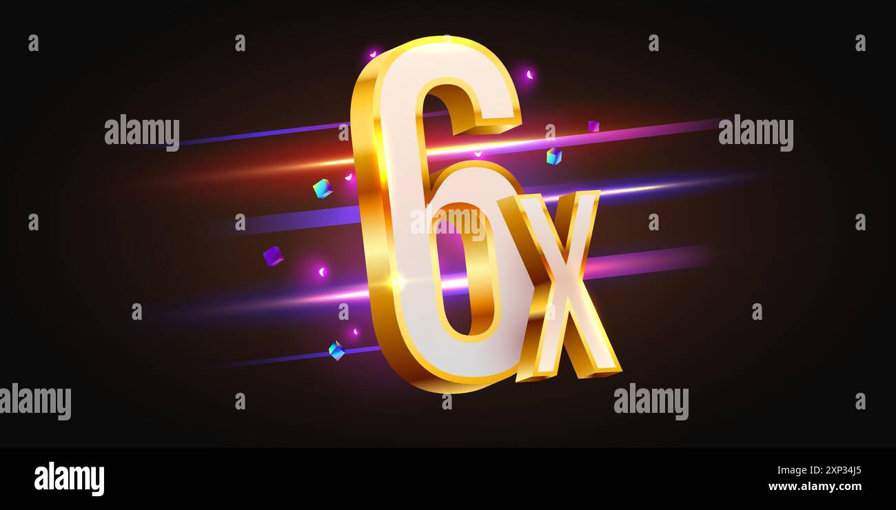 6x winner banner, promotion flyer, prize label. Vector illustration ...