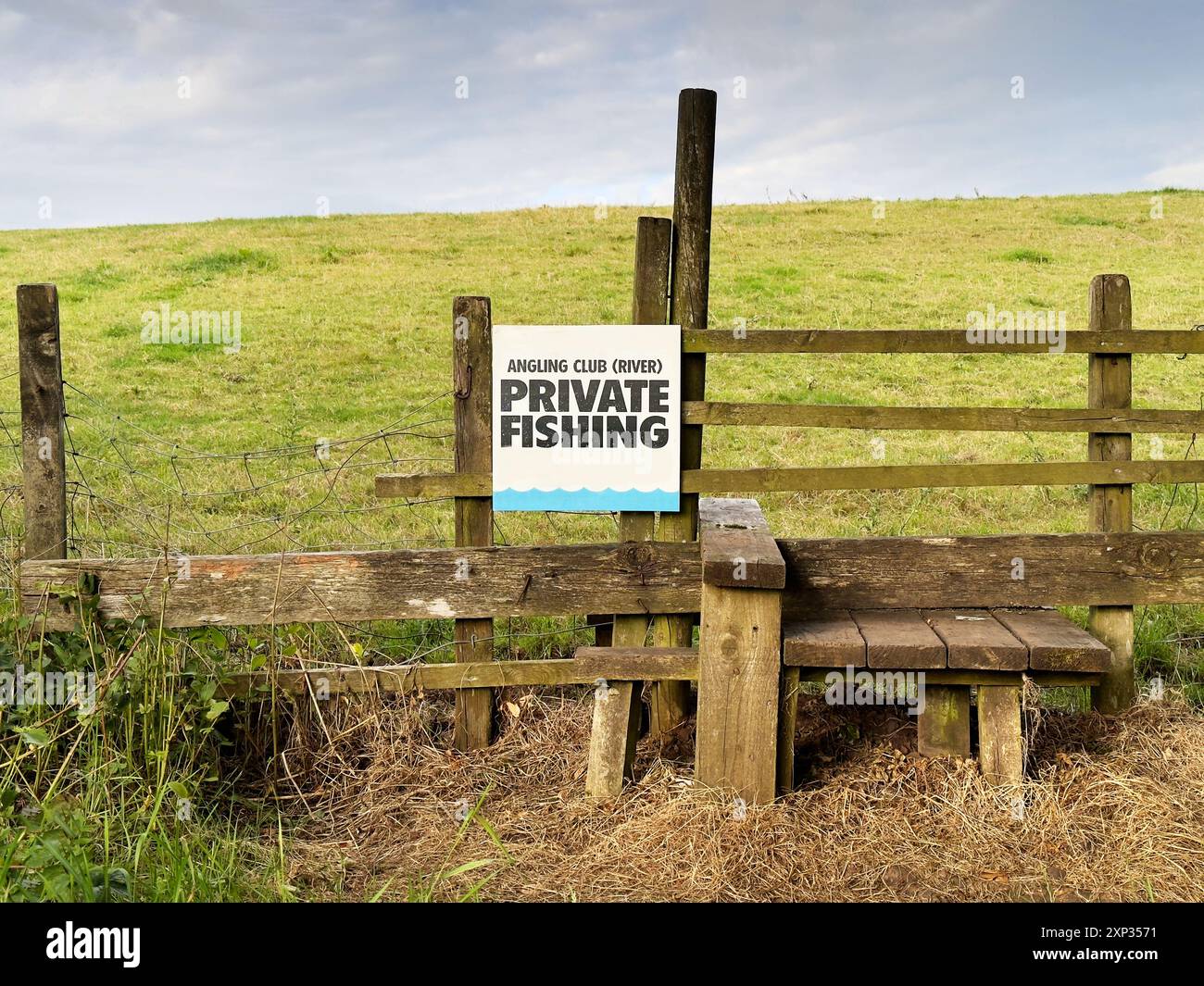 Private fishing sign at angling club entrance gate Stock Photo - Alamy