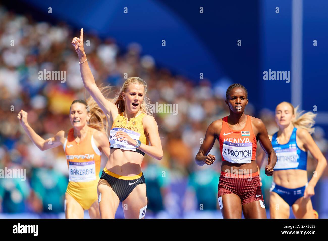 Majtie Kolberg of Team Germany reacts during the Women's 800m Repechage Round on day eight of ...