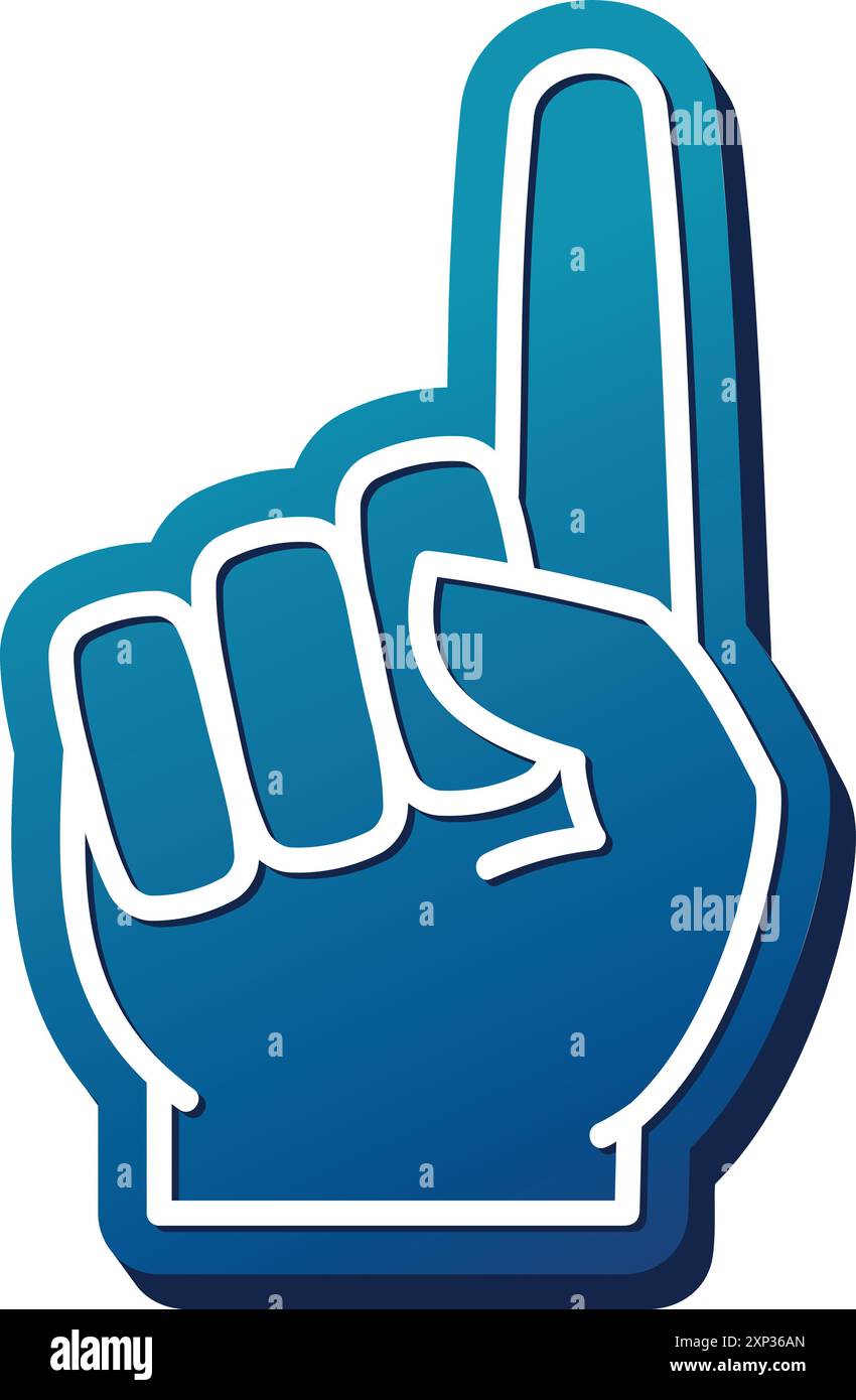 Blue foam finger. Colorful sport fan hand Stock Vector Image & Art - Alamy