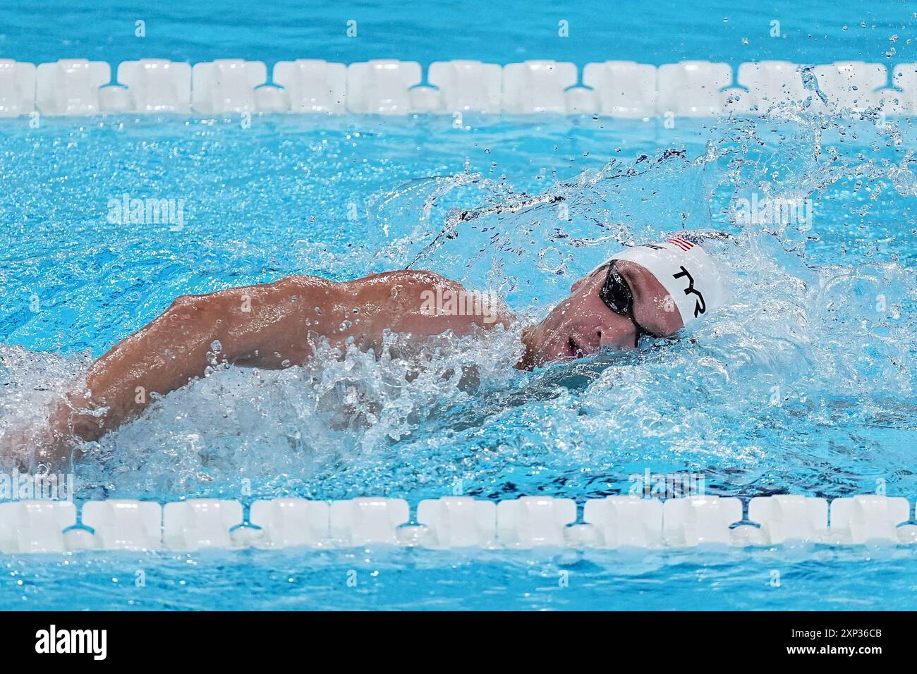 Paris, France. 3rd Aug, 2024. Bobby Finke of the United States competes ...