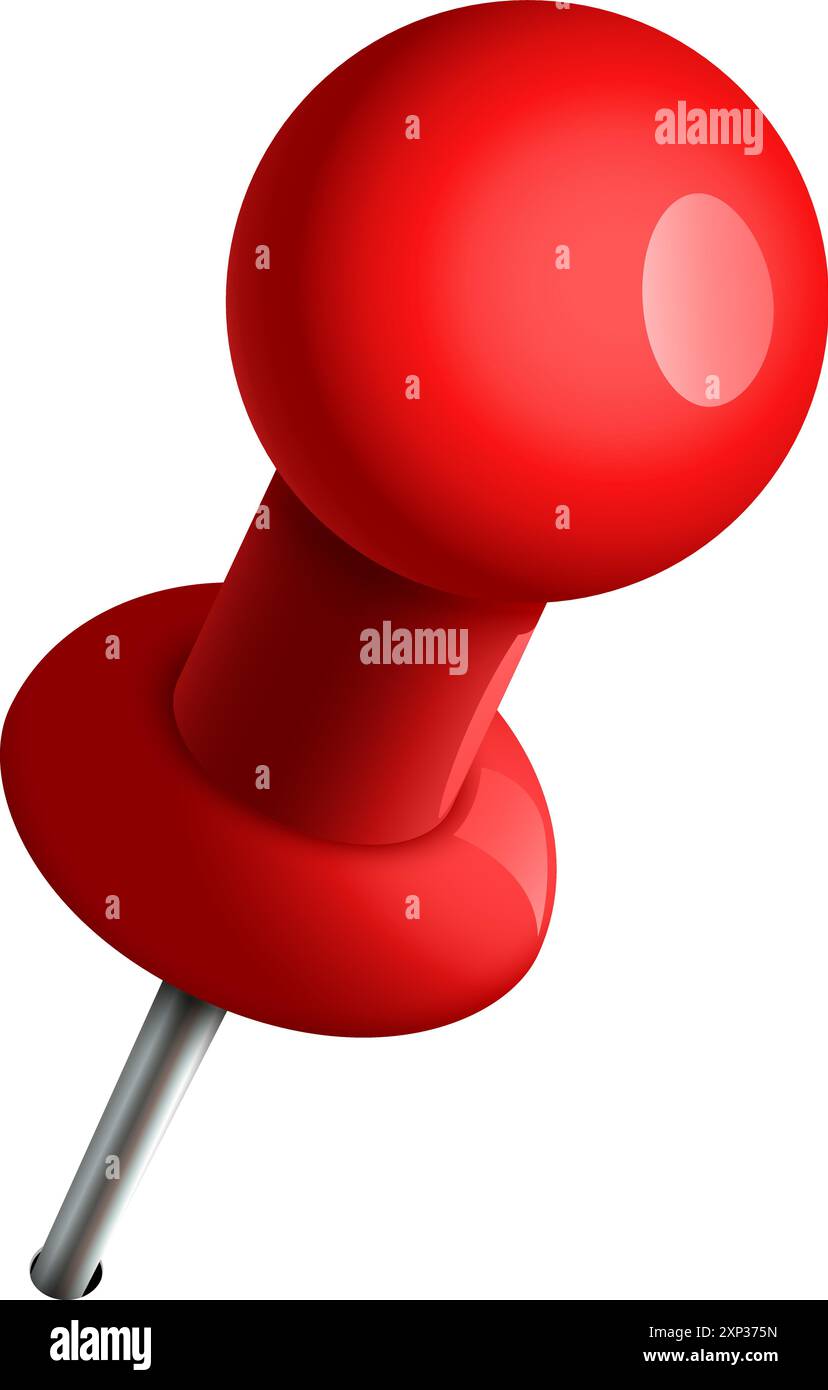 Red pushpin mockup. Shiny office memo stationery Stock Vector Image ...