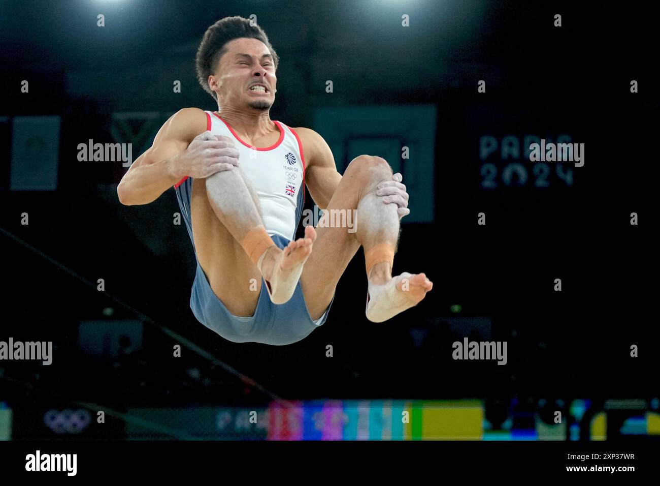 Jake Jarman, of Britain, competes during the men's artistic gymnastics ...