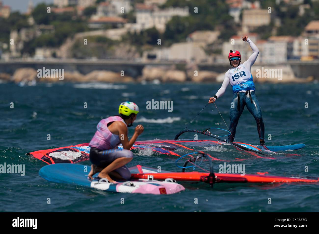 Marta Maggetti of Italy, left, looks to Sharon Kantor of Israel as she ...