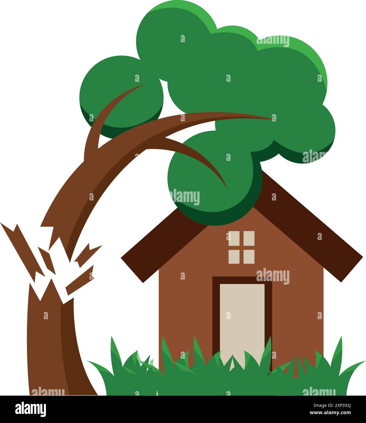 Storm wind. Broken tree fall on house Stock Vector Image & Art - Alamy
