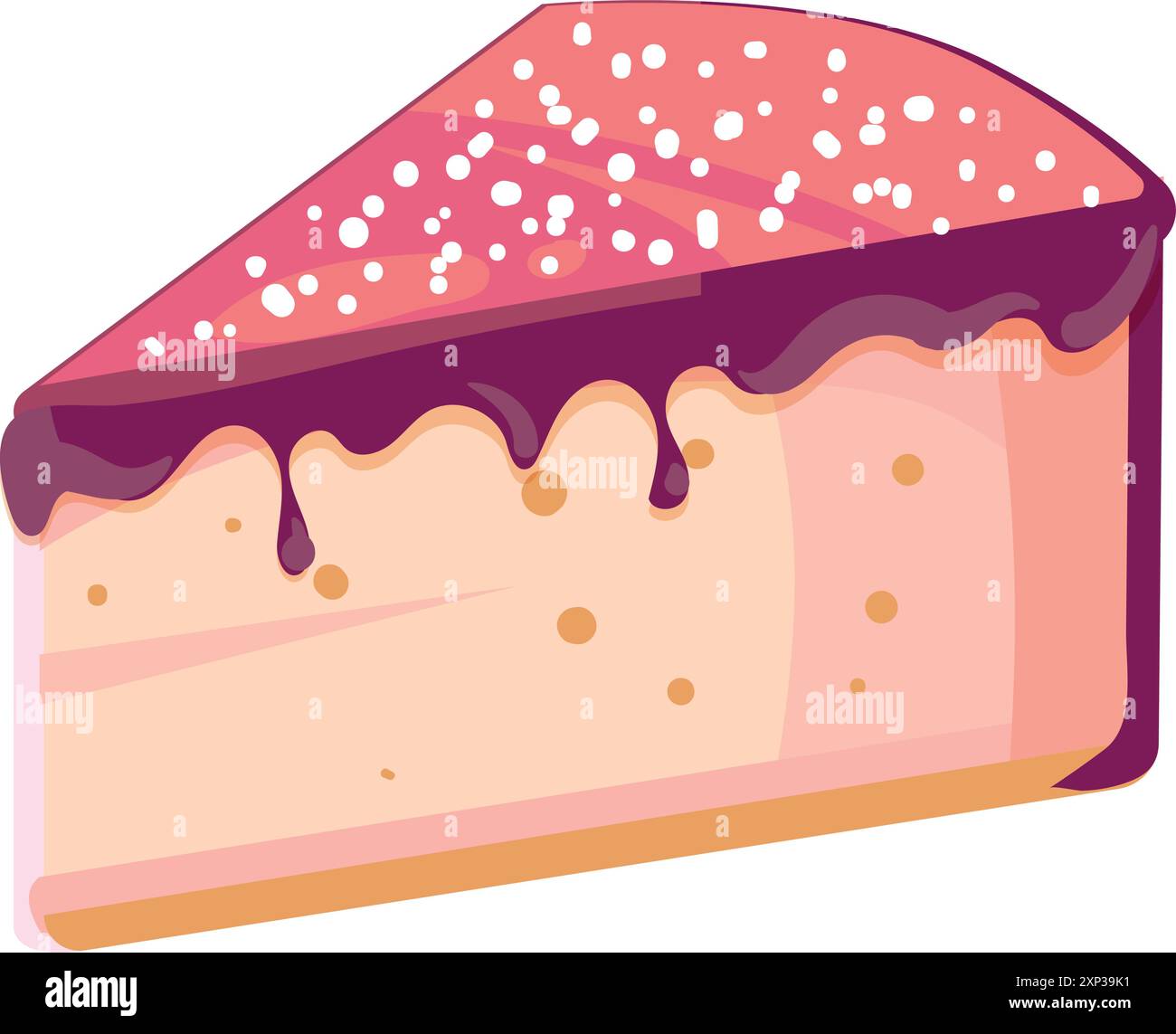 Cake slice with dripping berry glaze cartoon icon Stock Vector Image ...