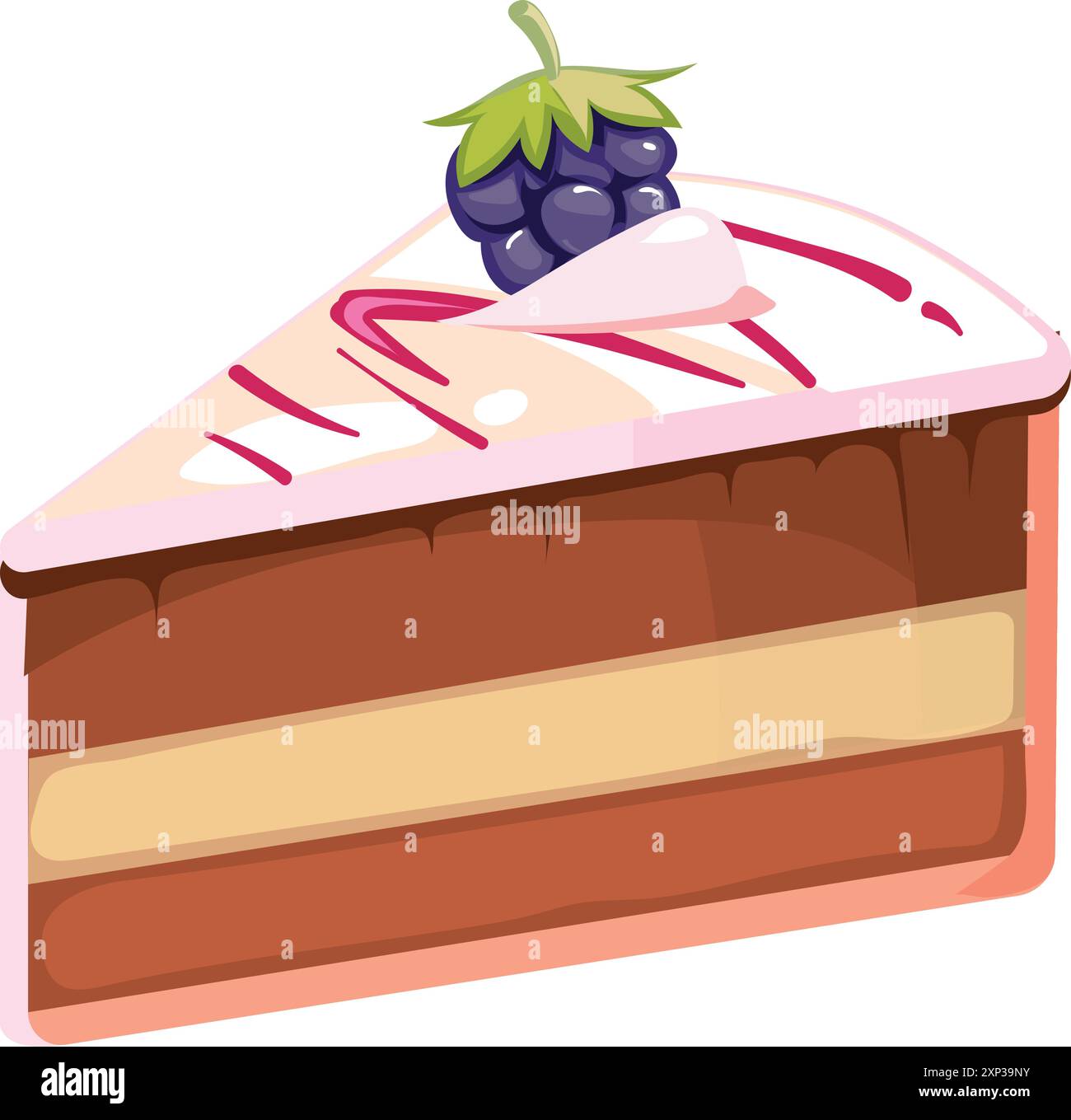 Chocolate cake with sweet berry. Cartoon slice icon Stock Vector Image ...