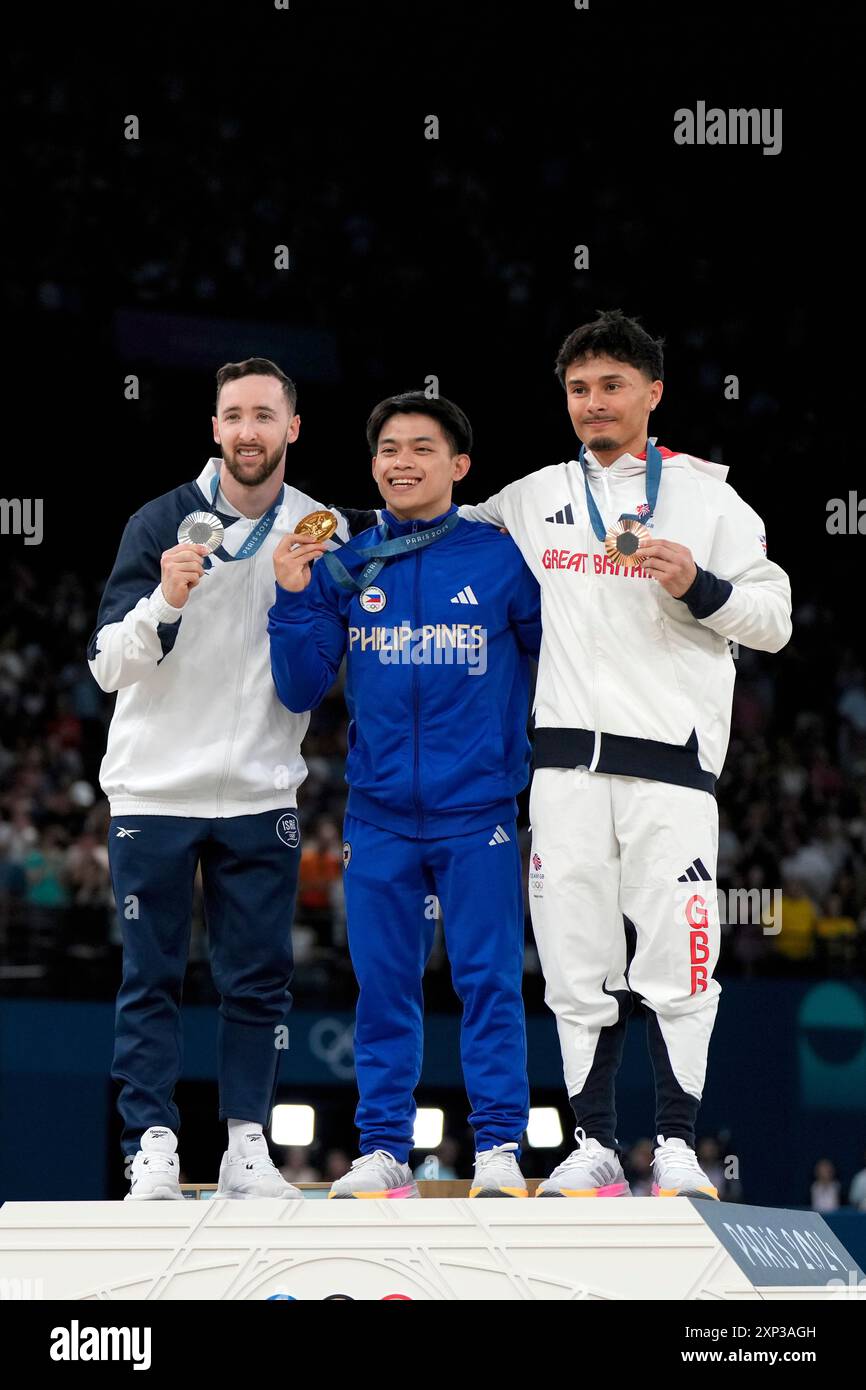 From left to right, silver medalist Artem Dolgopyat, of Israel, gold ...