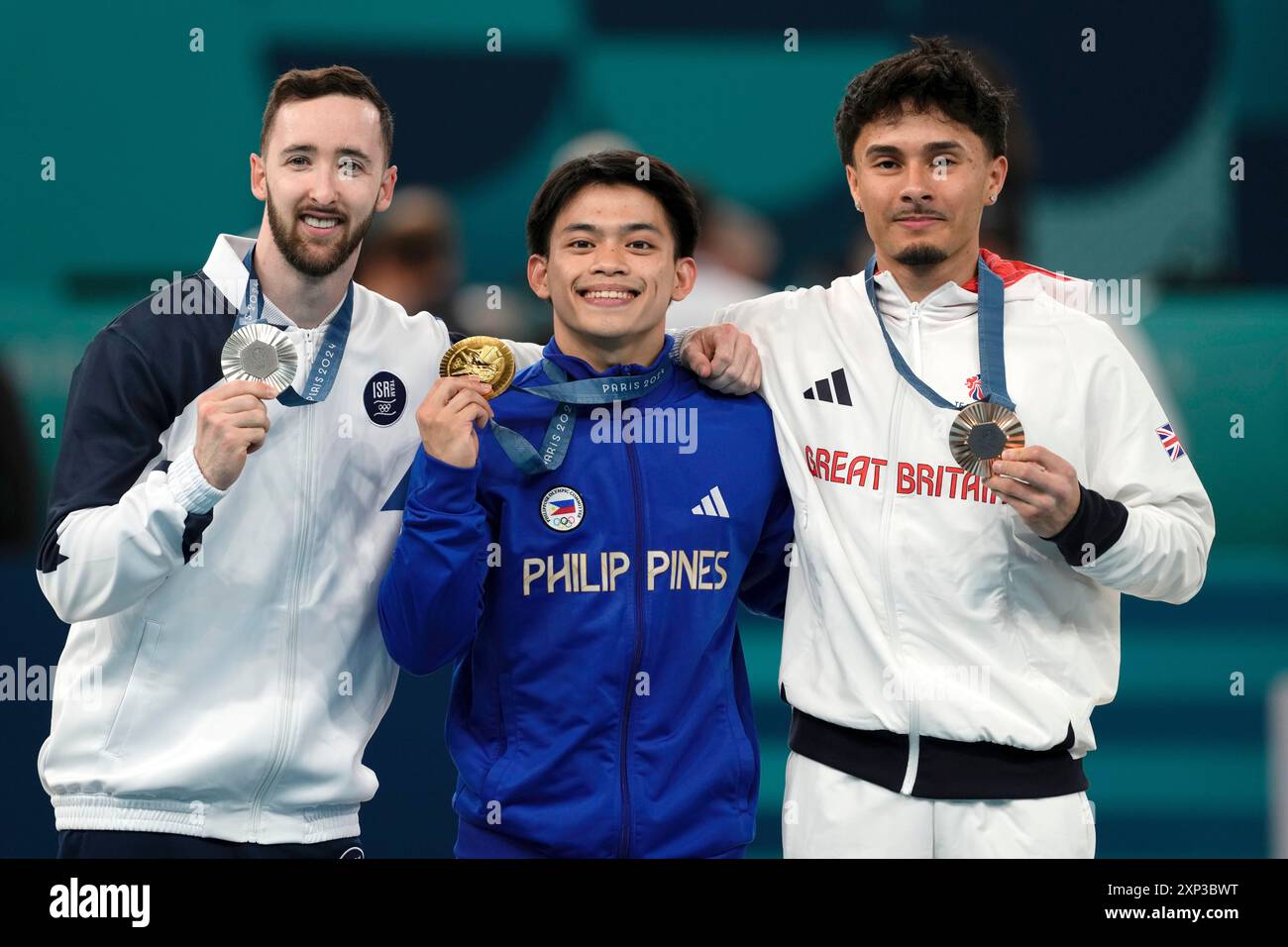 From left to right, silver medalist Artem Dolgopyat, of Israel, gold ...
