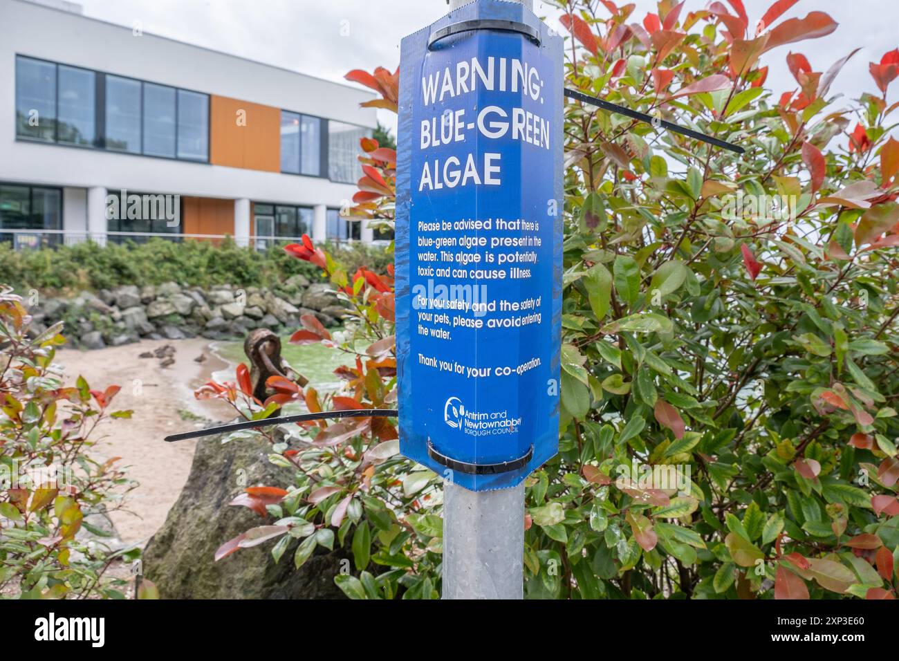 Antrim, Northern Ireland - August 3rd 2024: Warning sign for presence ...