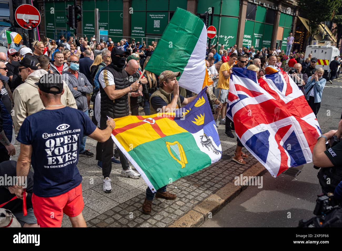Belfast, UK. 03rd Aug, 2024. Belfast, 03/08/2024 Belfast Anti-Racism ...