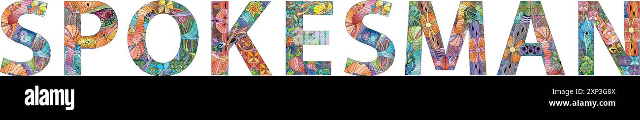 Word SPOKESMAN. Vector decorative zentangle object for any purpose ...