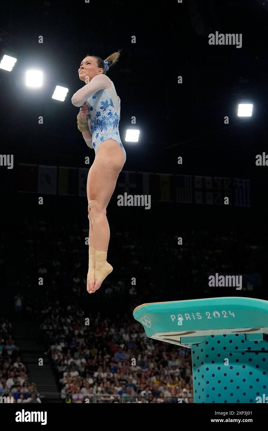 Shallon Olsen, of Canada, competes during the women's artistic ...