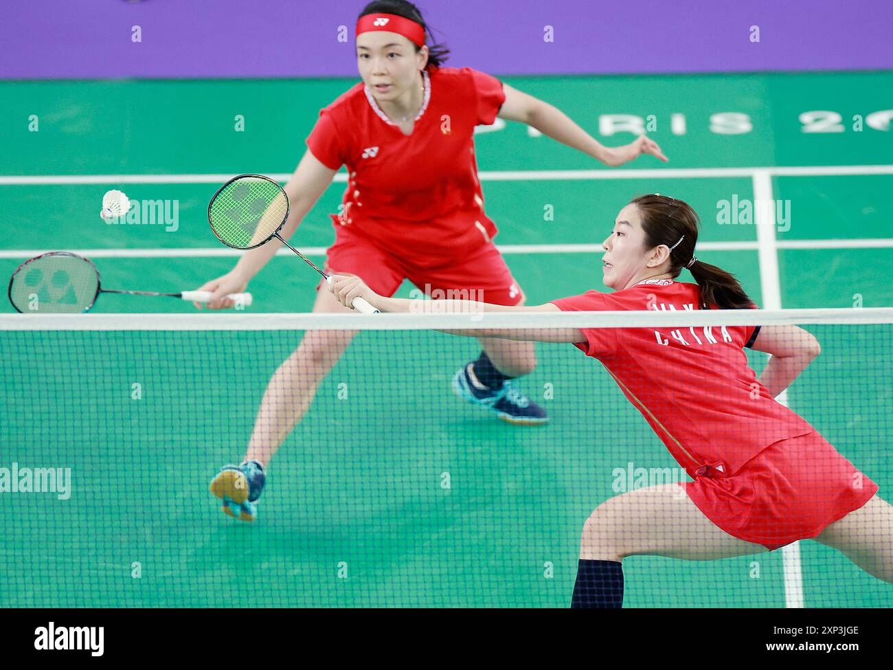 Paris, France. 3rd Aug, 2024. Chen Qingchen/Jia Yifan (R) of China compete during the women's ...