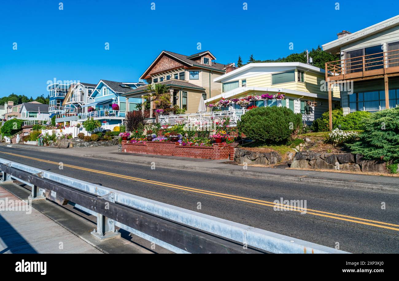 A colorful garden in the fromt of a home with a view at Redondo Beach ...