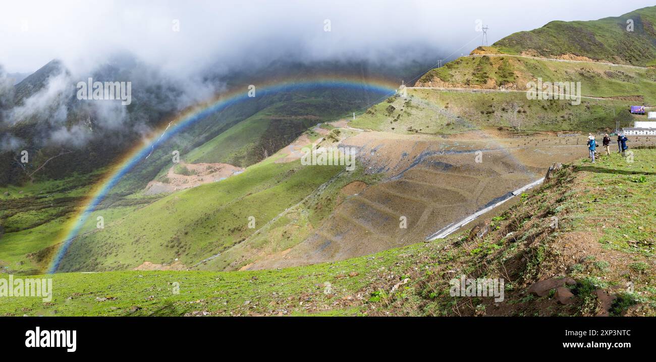 Colorful rainbow over the mountains in western Sichuan, China Stock ...