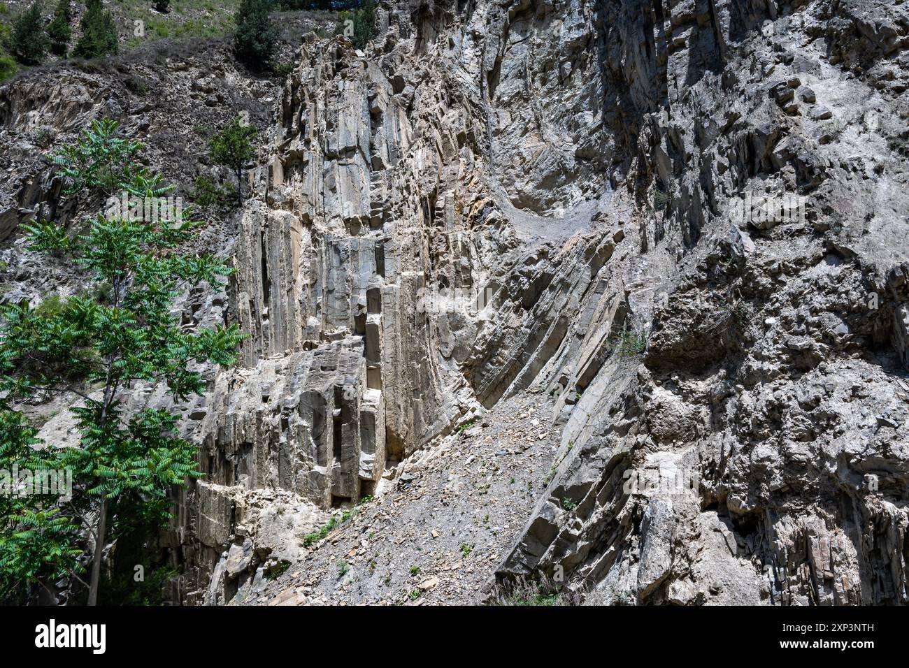 Complex syncline folds in limestone outcrop. Sichuan, China Stock Photo ...