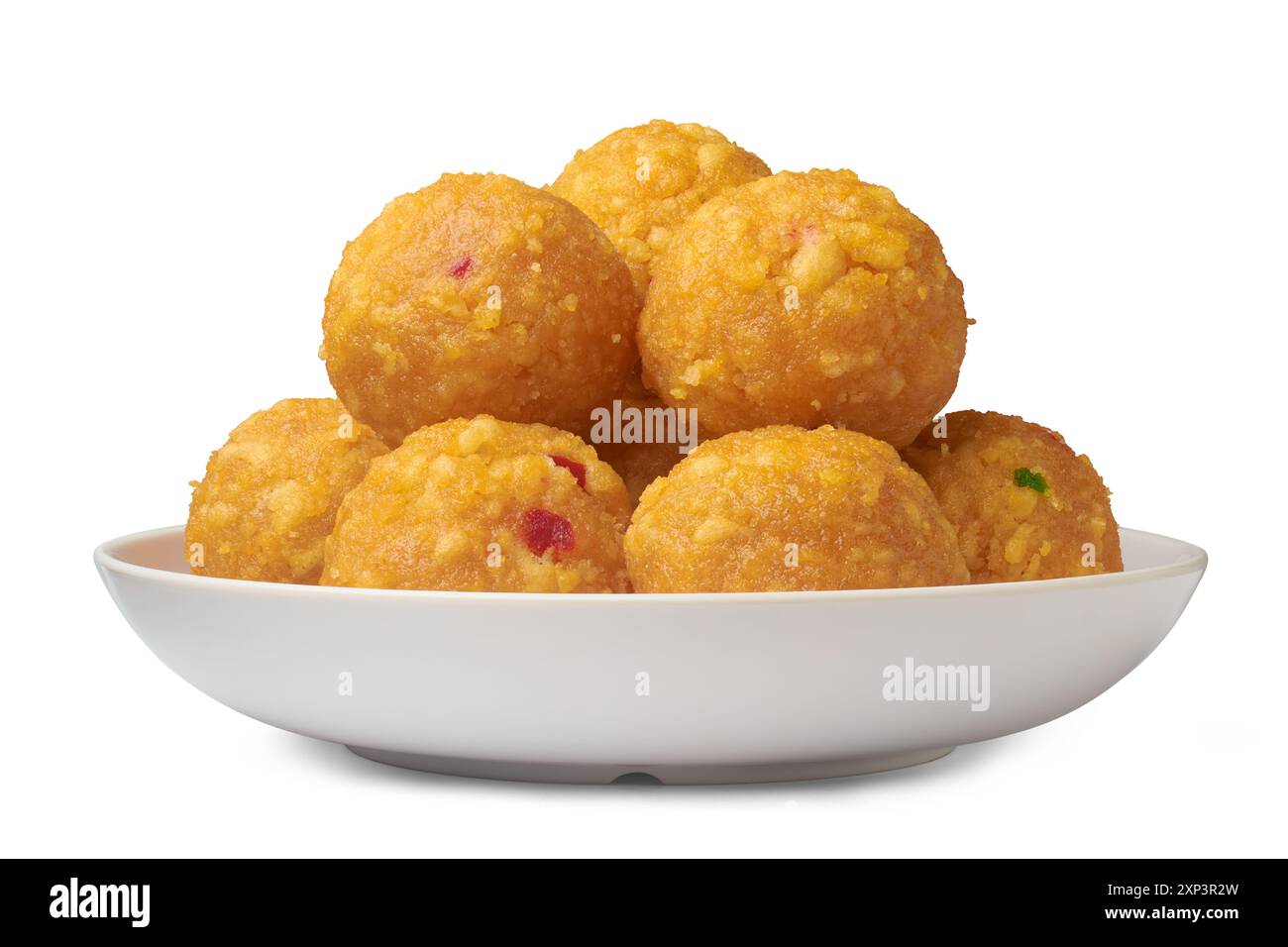 plate of laddu, laddoo or ladoo isolated white background, popular ...