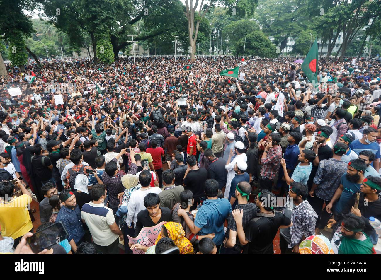 Dhaka, Bangladesh - August 03, 2024: At the gathering of thousands of ...